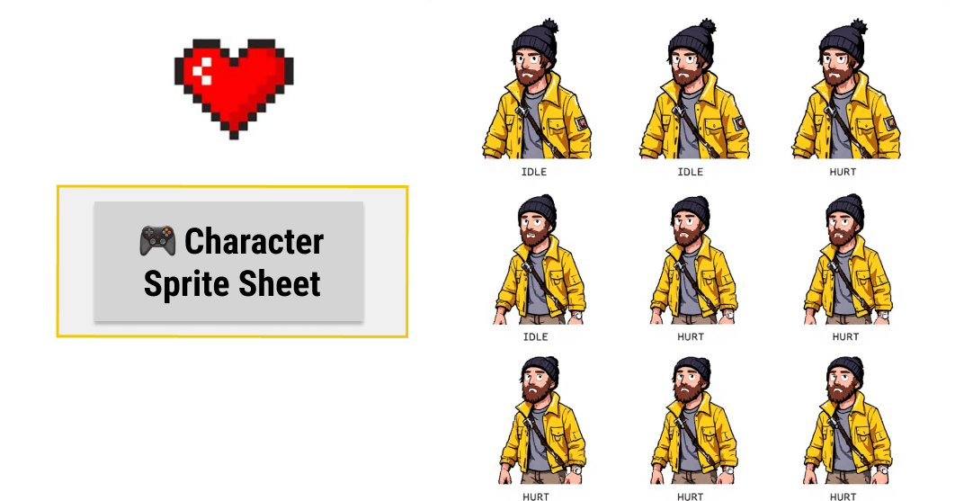 Character Sprite Sheet Generator | AI Game Assets for 2D Games